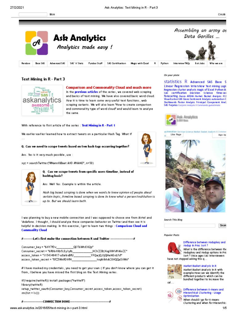 Ask Analytics - Text Mining in R - Part 3 | PDF | Sas (Software) | Matrix (Mathematics)