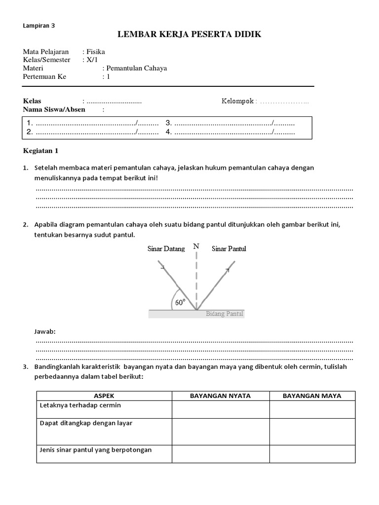 LKPD Optik Geometri | PDF