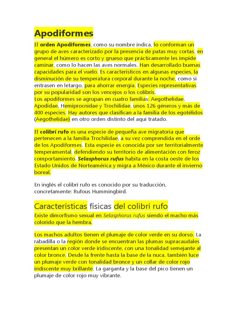 Apodiformes | PDF | Aves | Ornitología