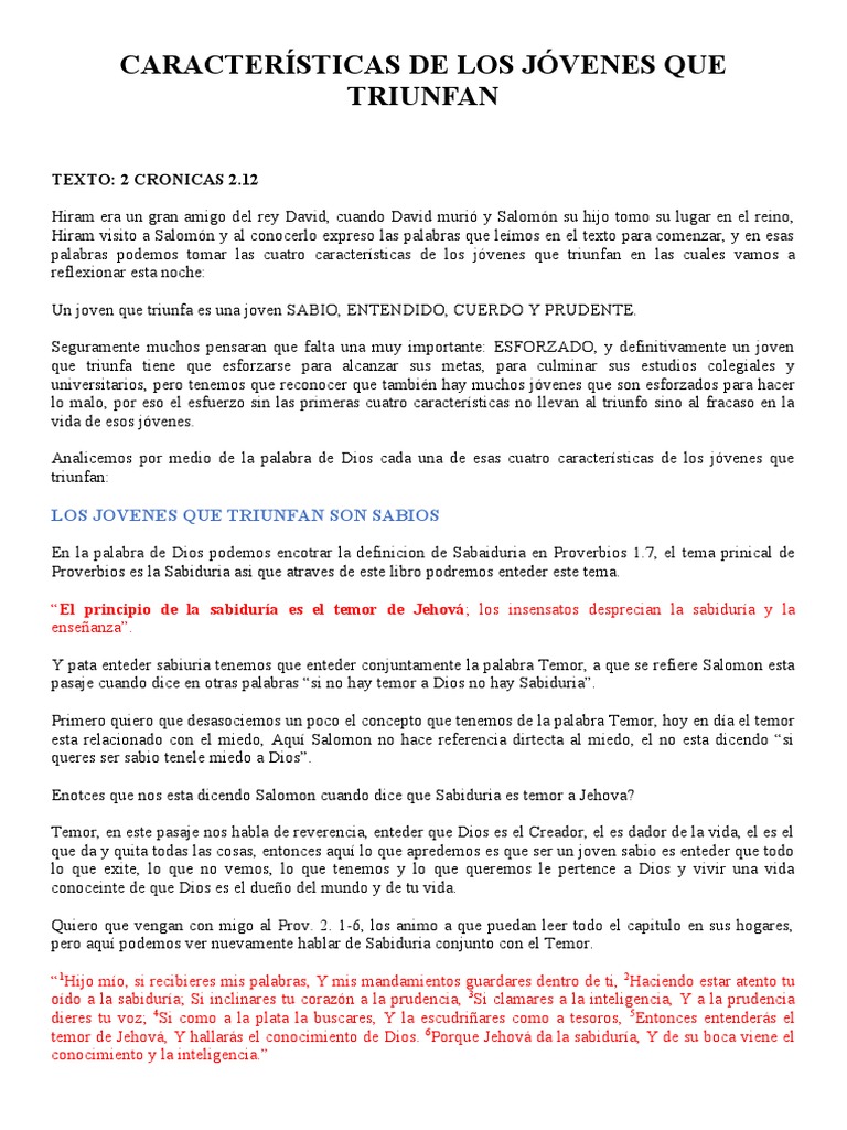 Caracteristicas de Un Joven Que Triunfa | PDF