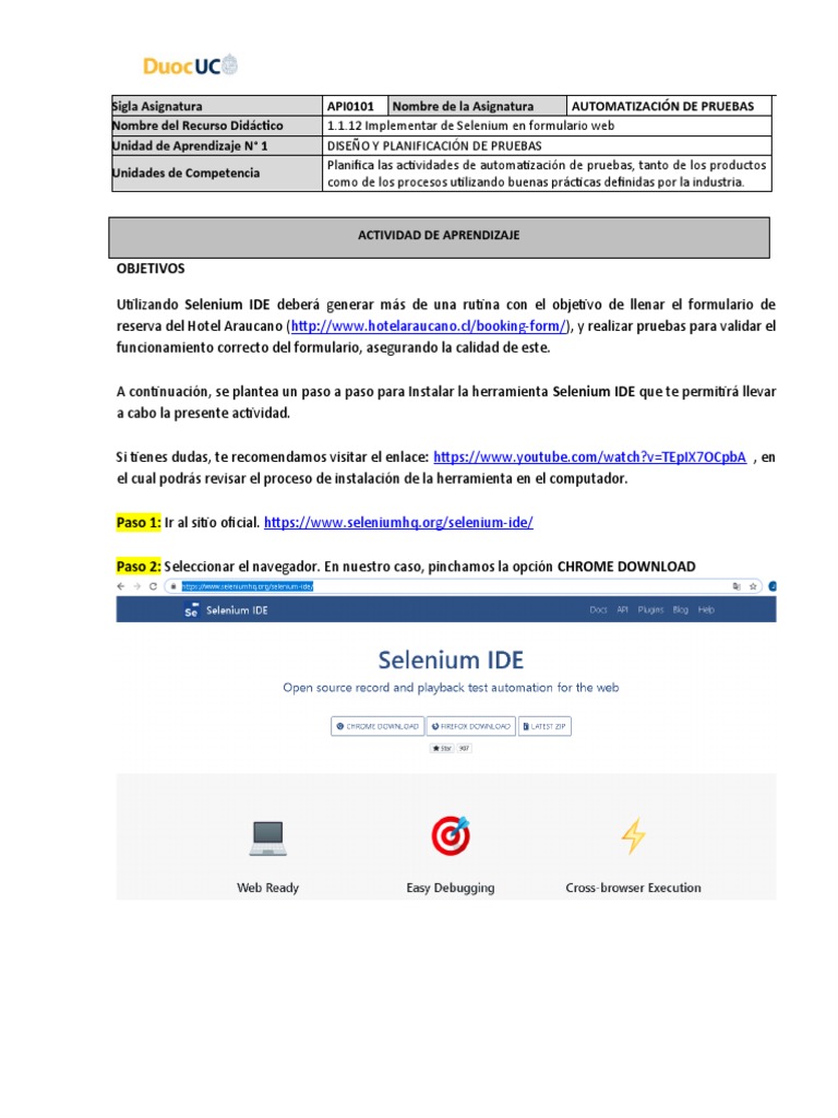 1 1 12 Implementar de Selenium en Formulario431 | PDF | Selenio ...