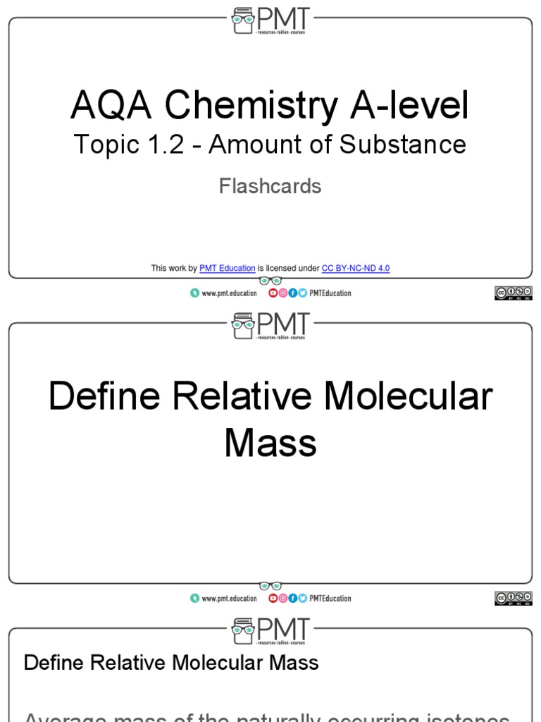 AQA Chemistry A-Level Flashcards | PDF | Mole (Unit) | Metrology