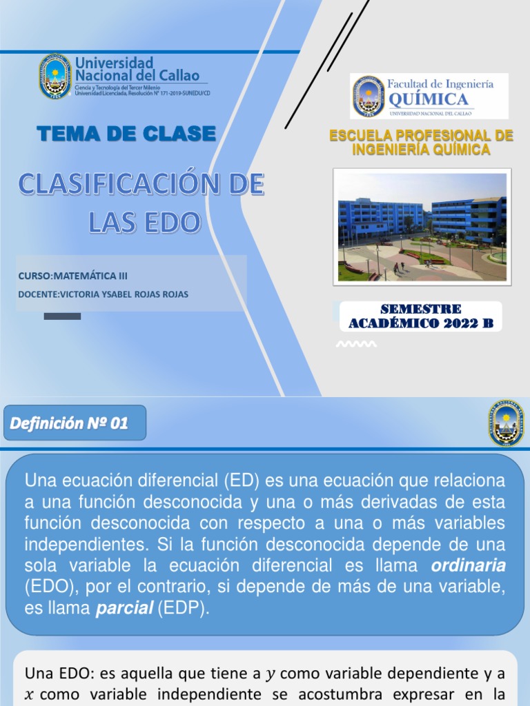 Semana 4 - Parte 2clasificación y Edo | PDF | Ecuaciones | Ecuaciones diferenciales
