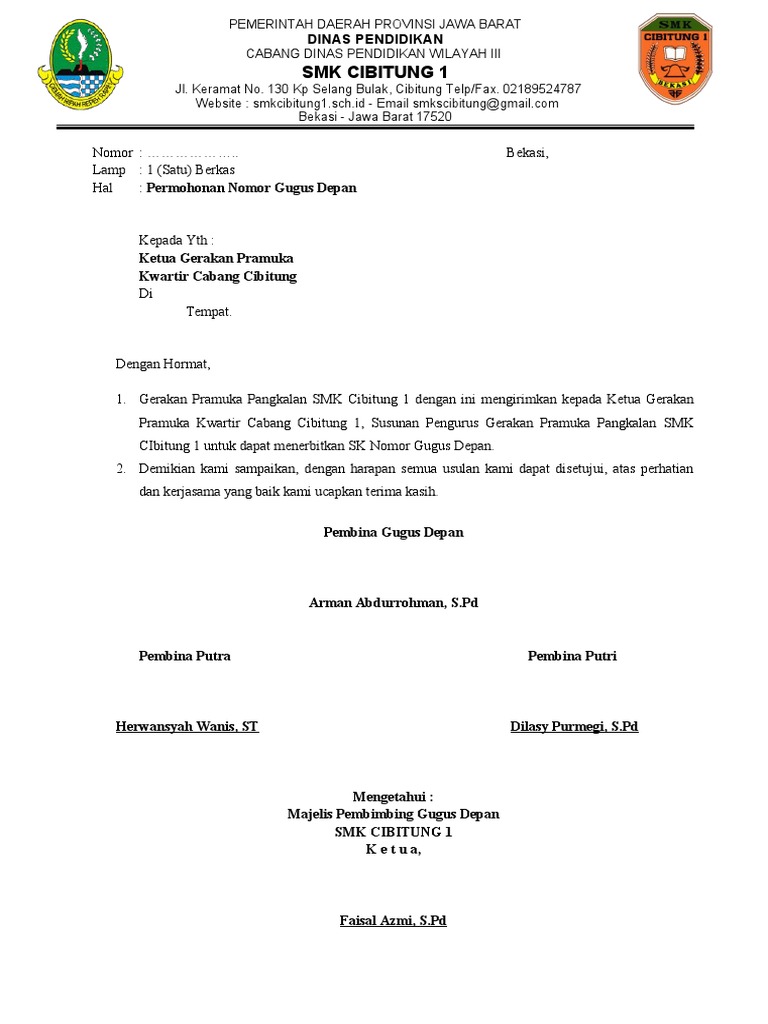 PENGAJUAN Nomor Gudep | PDF