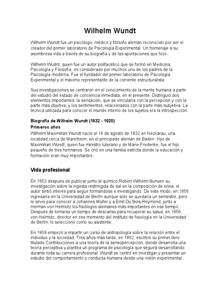 Wilhelm Wundt | PDF | Experiencia | Sicología