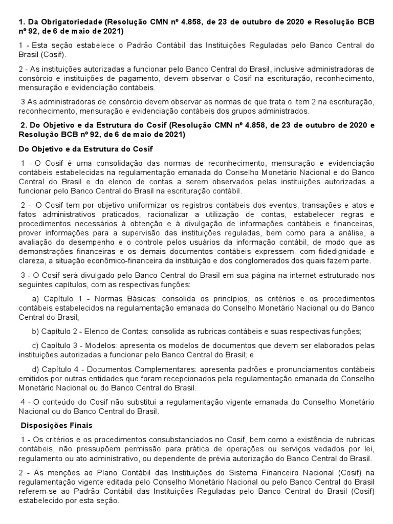 Padrão Contábil Cosif para Instituições Financeiras | PDF | Negócios ...