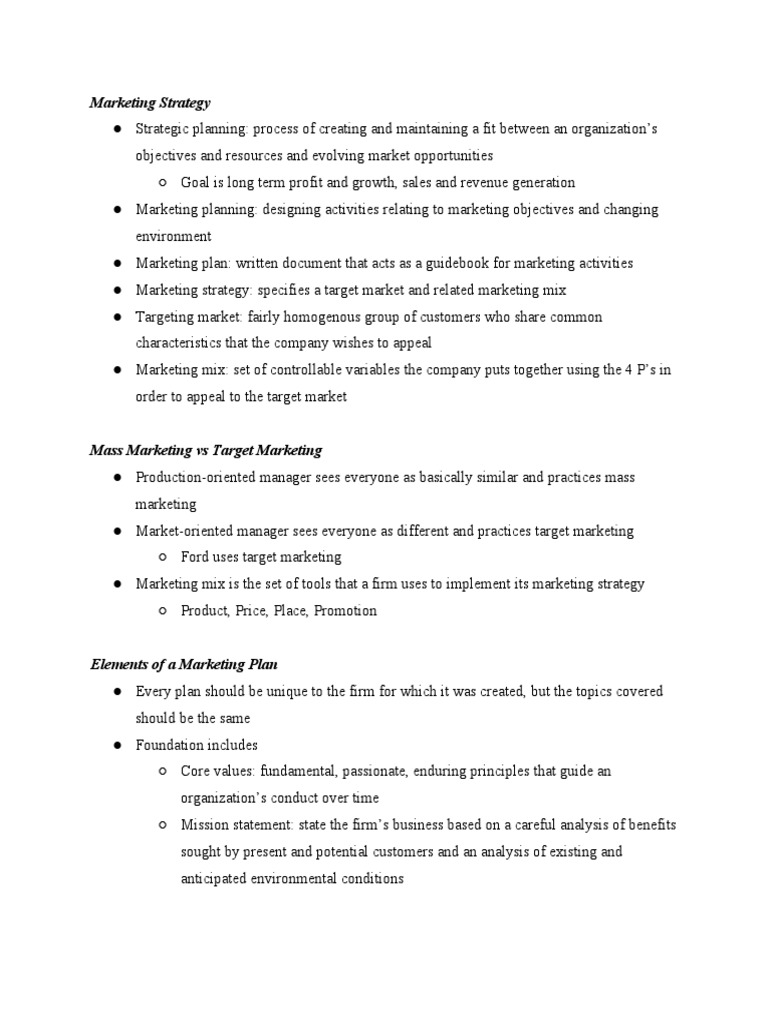 Marketing Strategy Notes | PDF