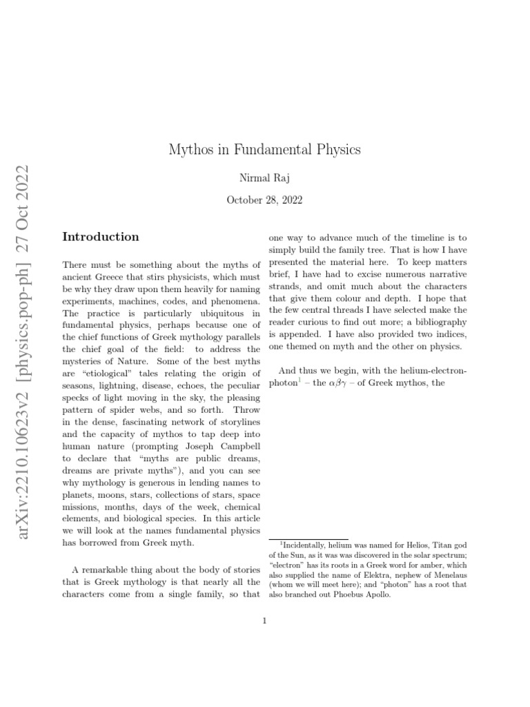 Greek Mythology in Physics | PDF | Twelve Olympians | Hades