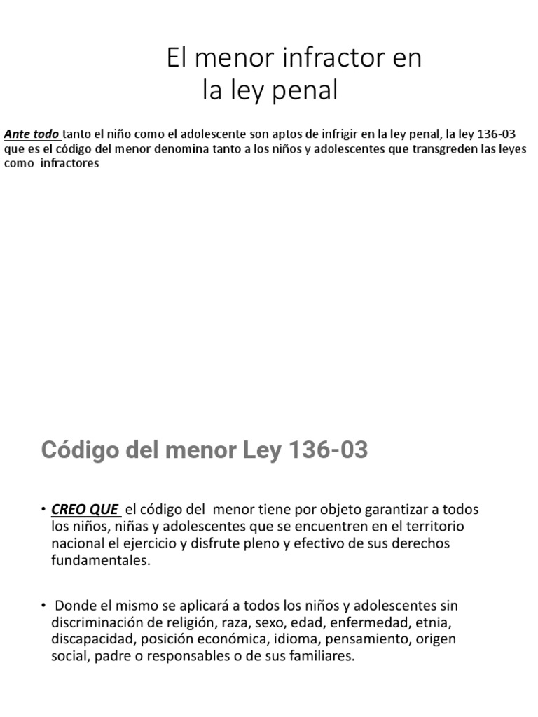 El Menor Infractor en La Ley Penal | PDF | Derecho penal | La ...