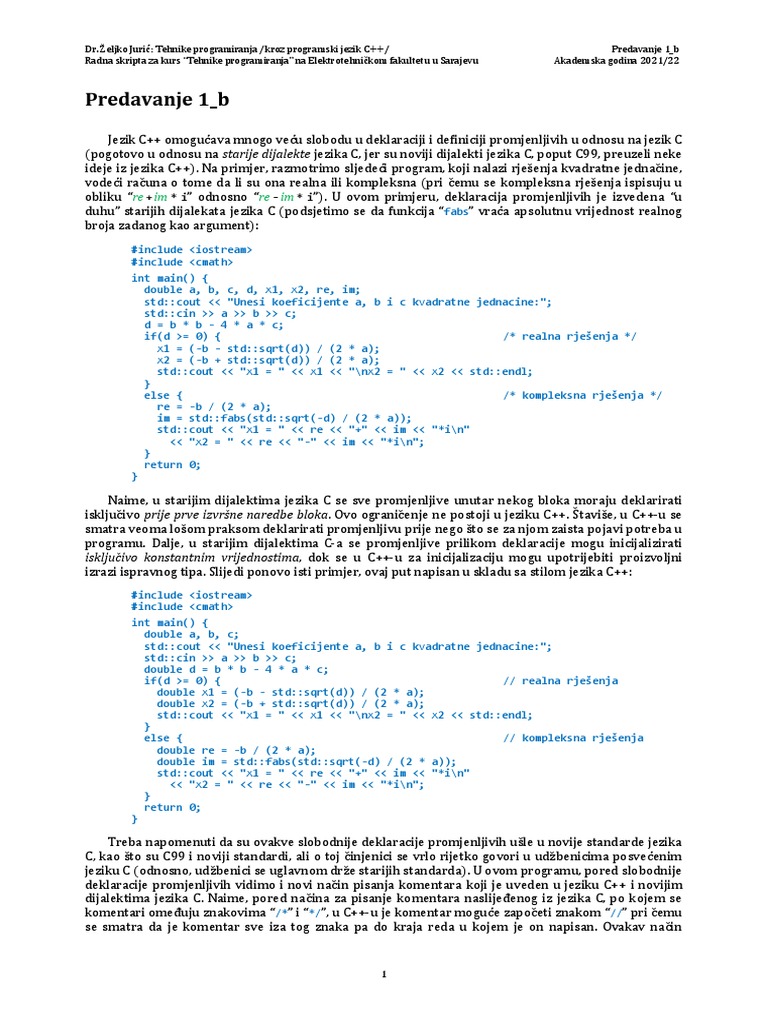 (TP 2021-22) Predavanje 1 - B | PDF