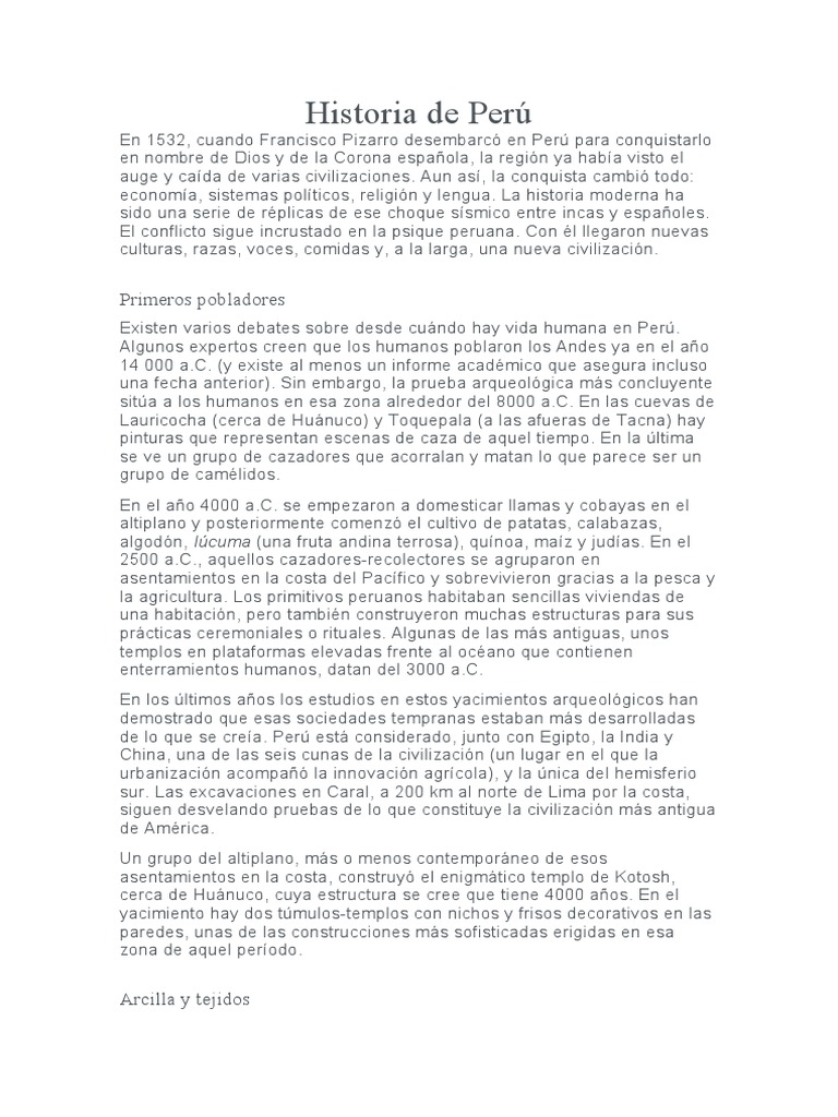 Historia de Perú | PDF | Perú