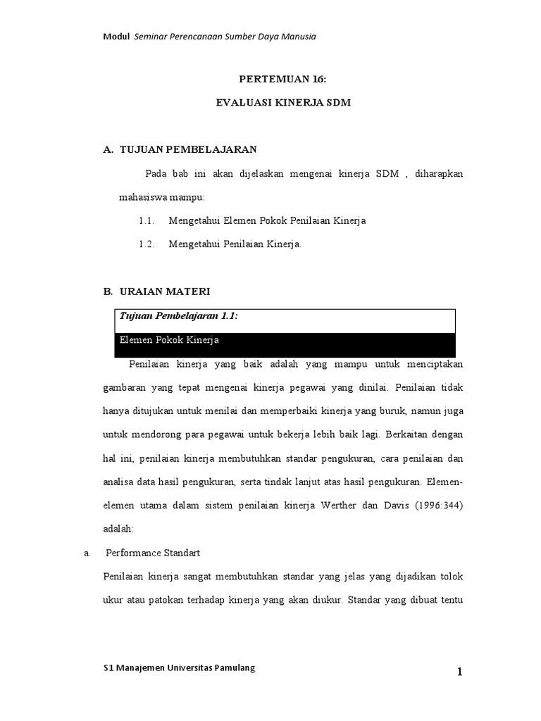Evaluasi Kinerja SDM dalam Manajemen | PDF