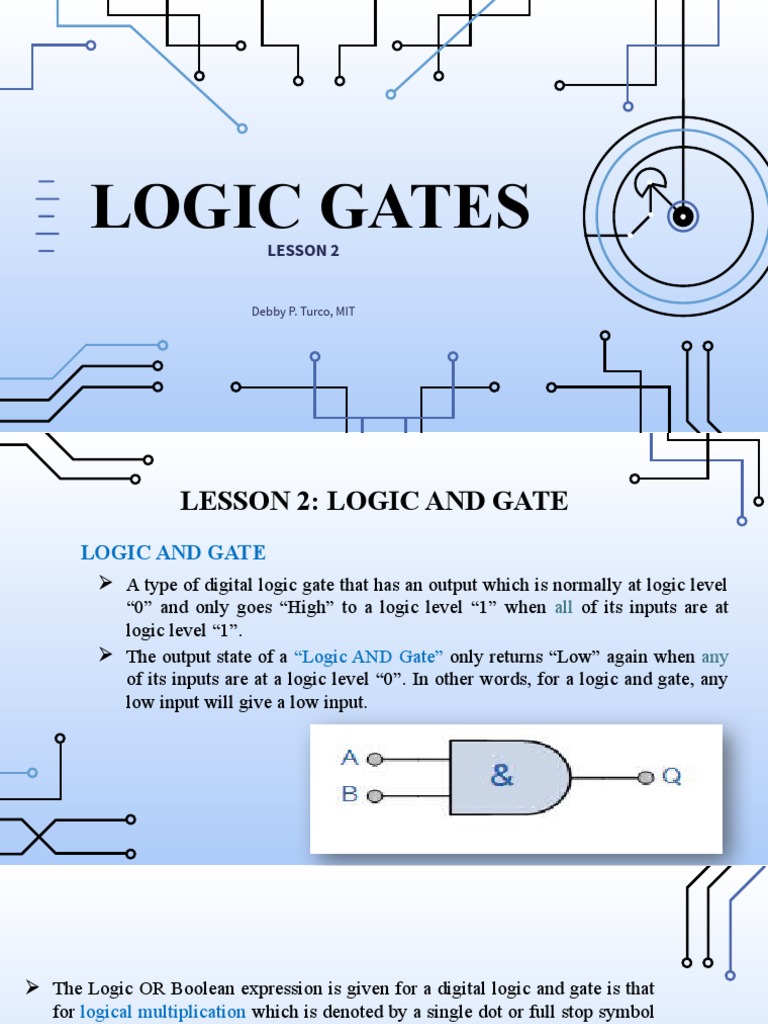 Lesson2 Logic And Gate M2 Pdf Logic Gate Computing