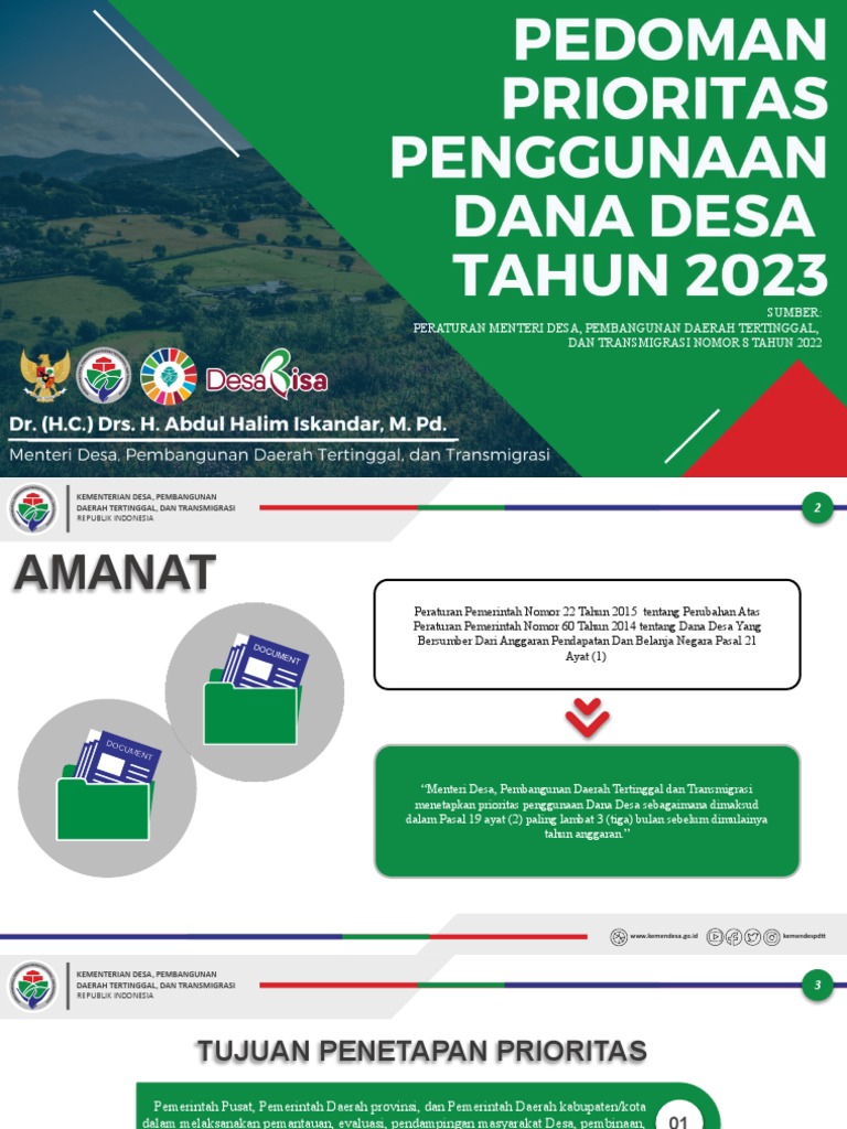 Permendes PDTT No 8 Tahun 2022 Tentang Prioritas Penggunaan Dana Desa ...