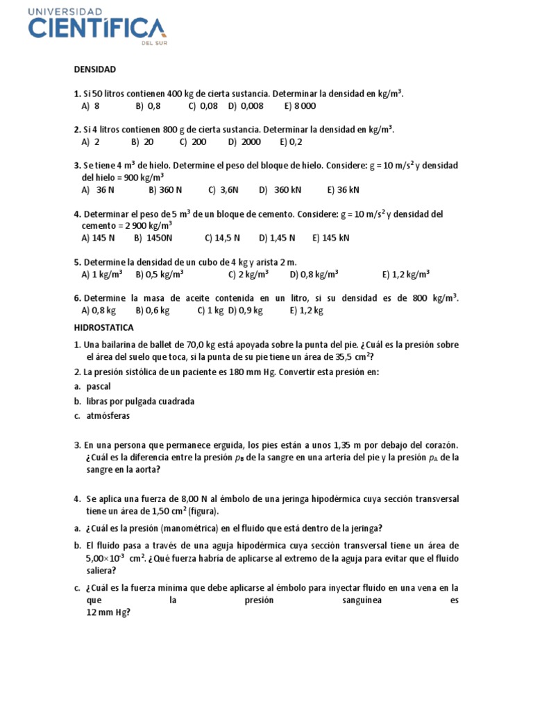 Presion Hidrostatica Pdf