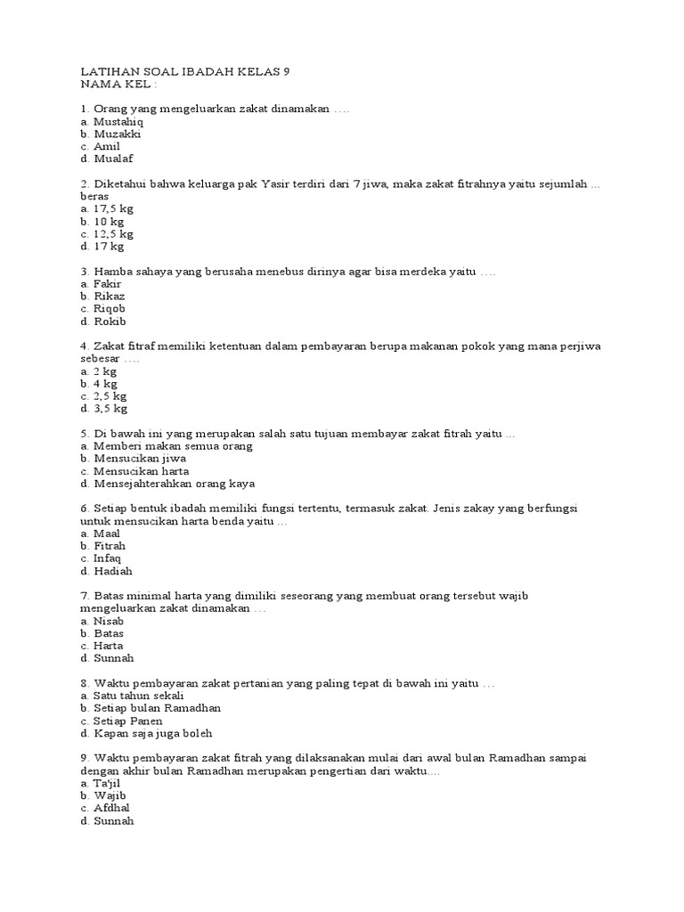 Soal Latihan Ibadah | PDF
