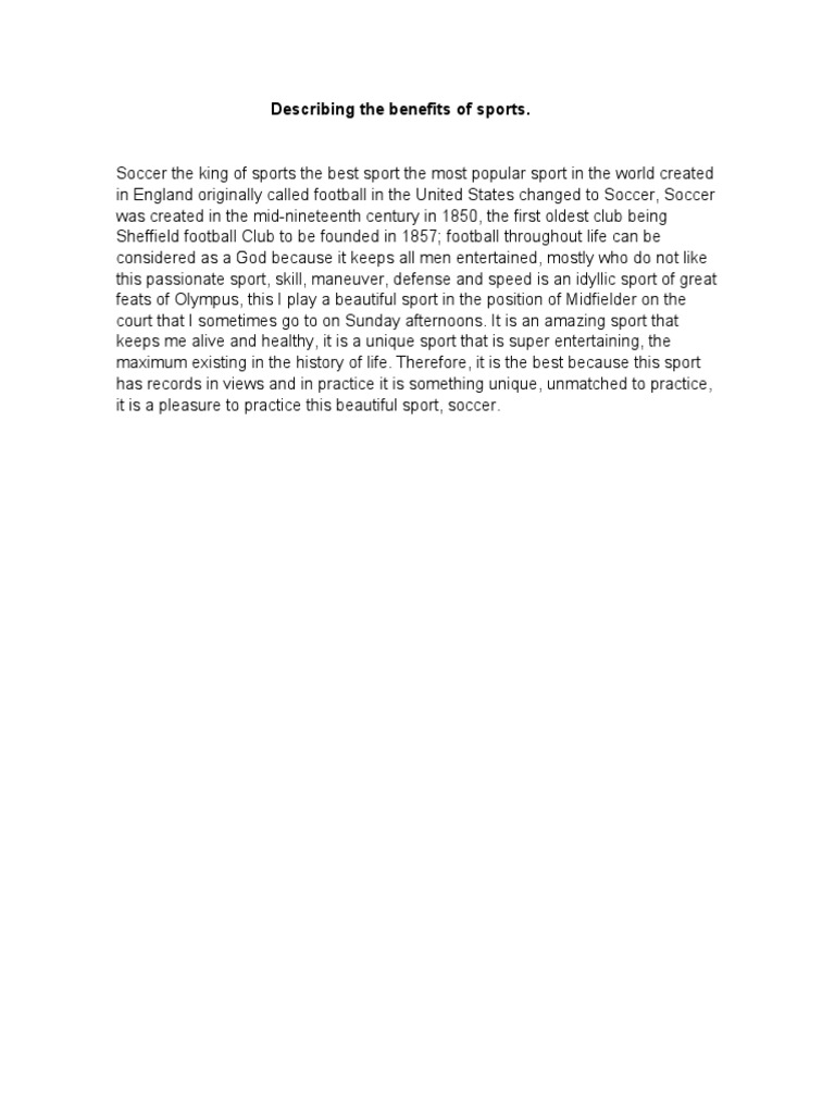 Describing The Benefits of Sports | PDF
