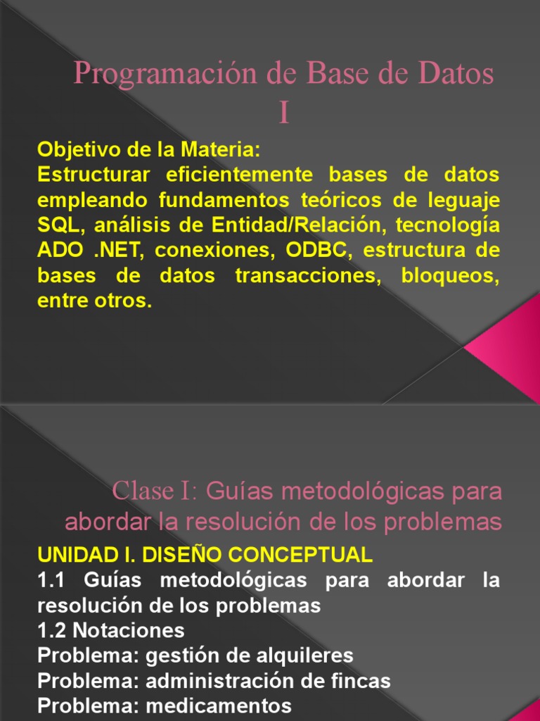 Programacion Base De Datos Pdf Modelo Relacional Bases De Datos