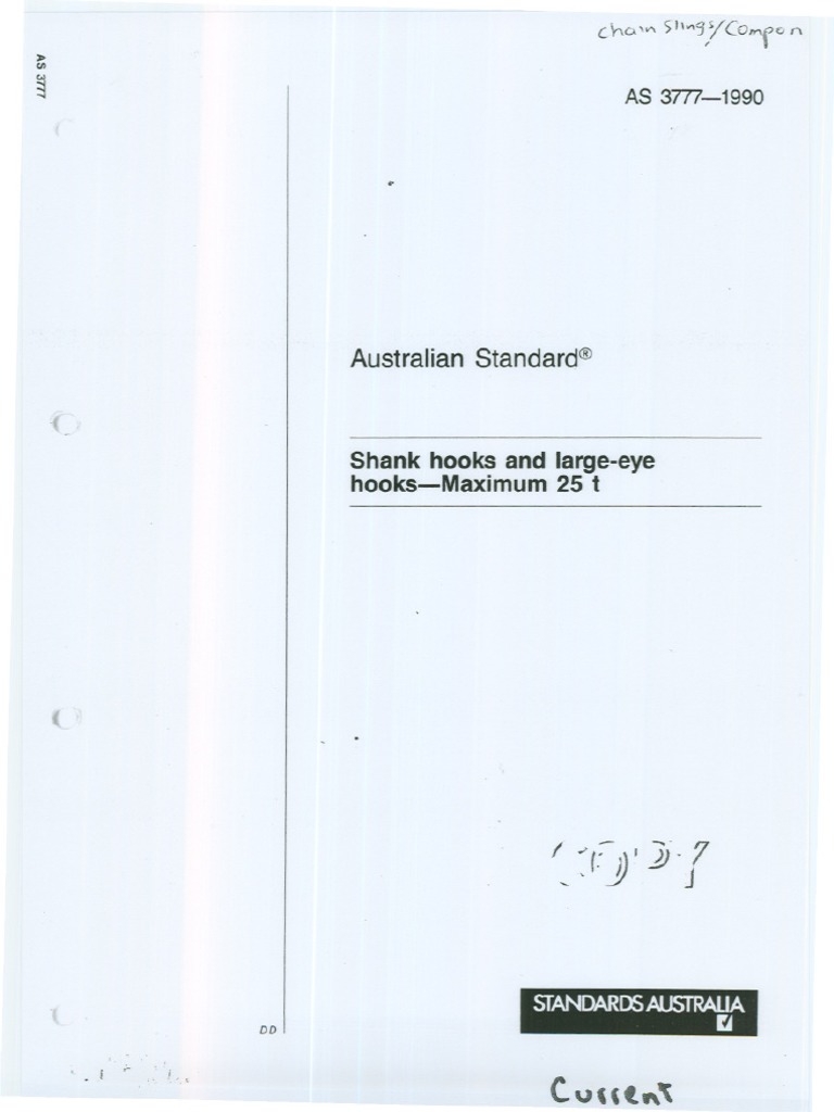 AS 3777-1990 - Shank Hook and Large Eye Hook | PDF