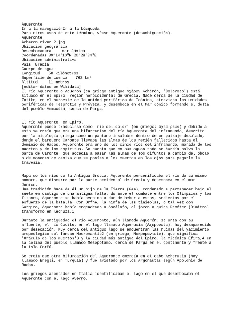 Río Aqueronte: Mitología y Geografía | PDF | Inframundo griego ...