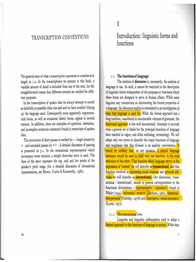 Discourse Analysis - The Functions of Language | PDF