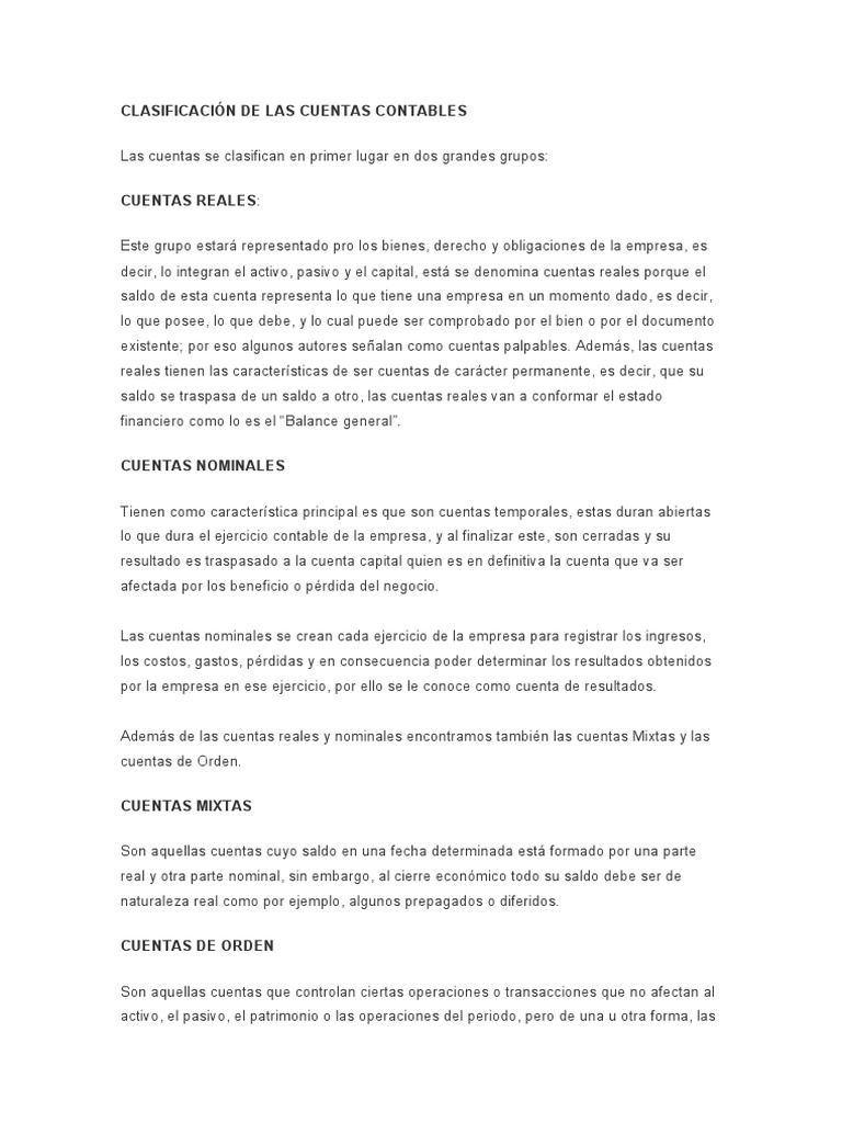 Clasificación de Las Cuentas Contables | PDF