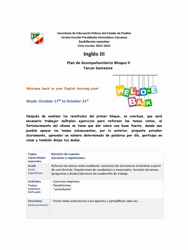 Bloque2 Inglés III c22 23 | PDF