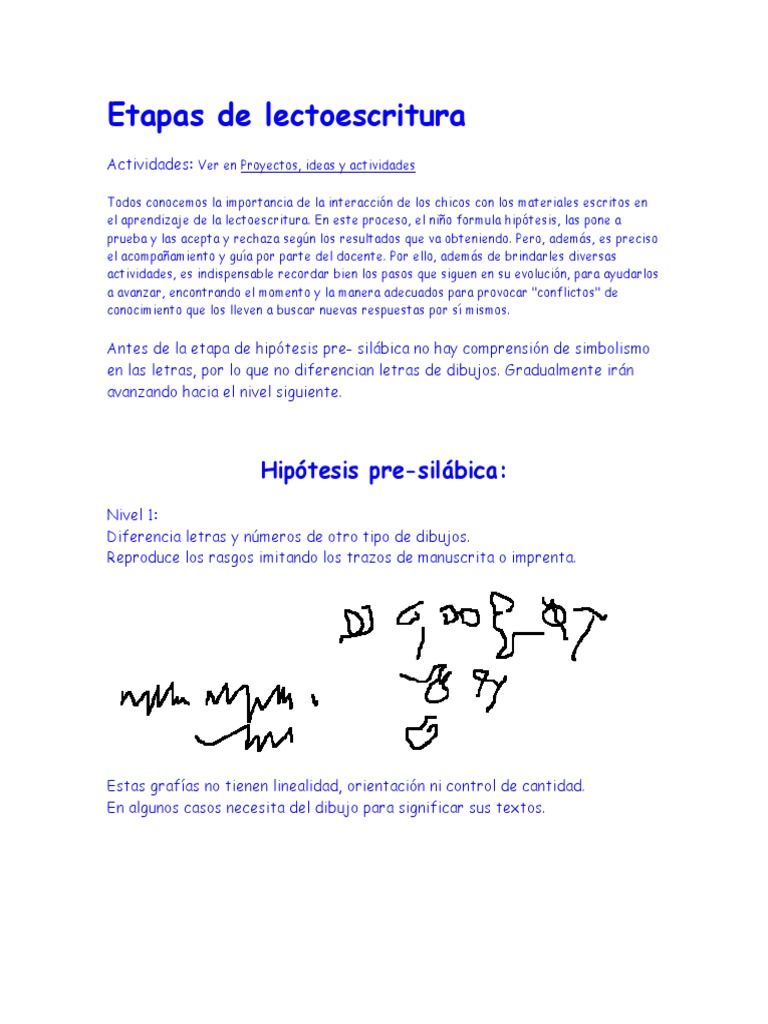 Etapas de Lectoescritura | PDF | Escritura | Aprendizaje