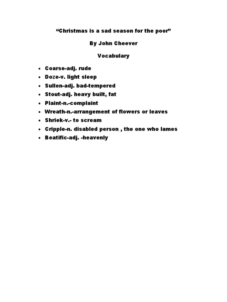 Christmas Is A Sad Season For The Poor Vocabulary | PDF
