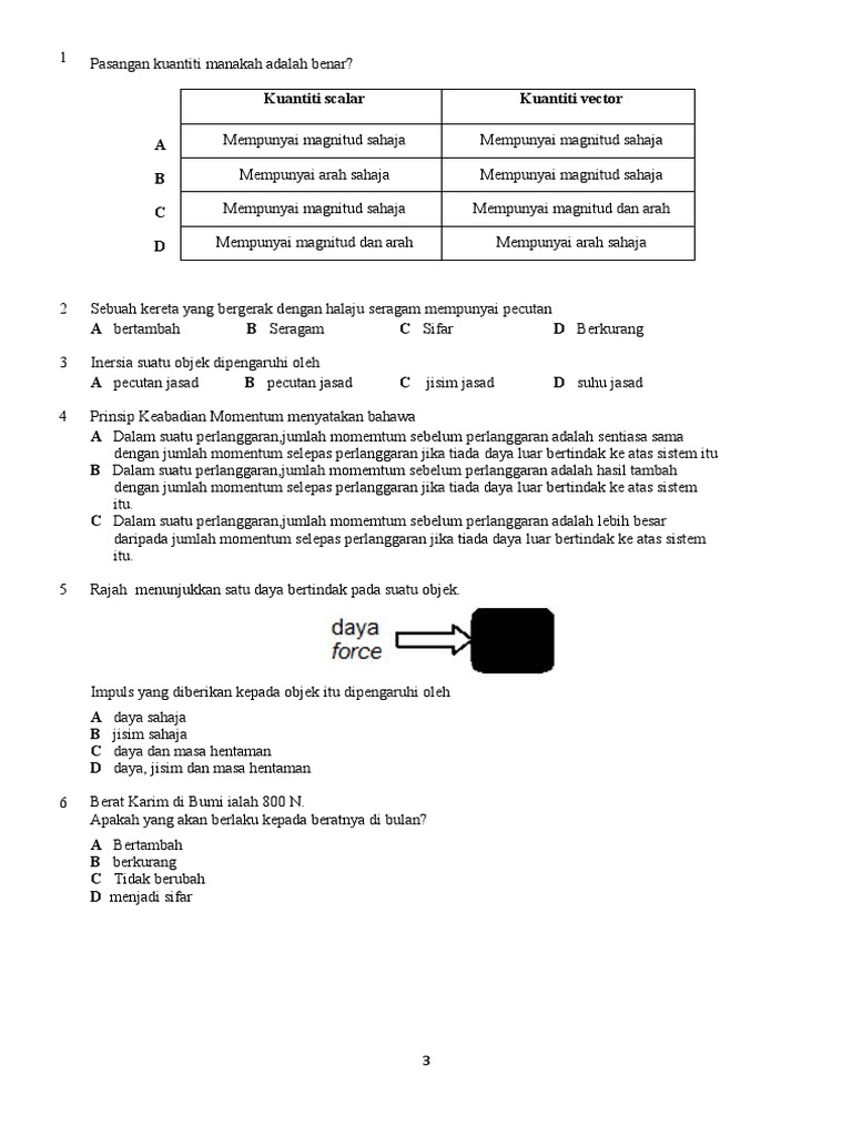 Percubaan SPM Fizik Paper 1 - 2022 | PDF
