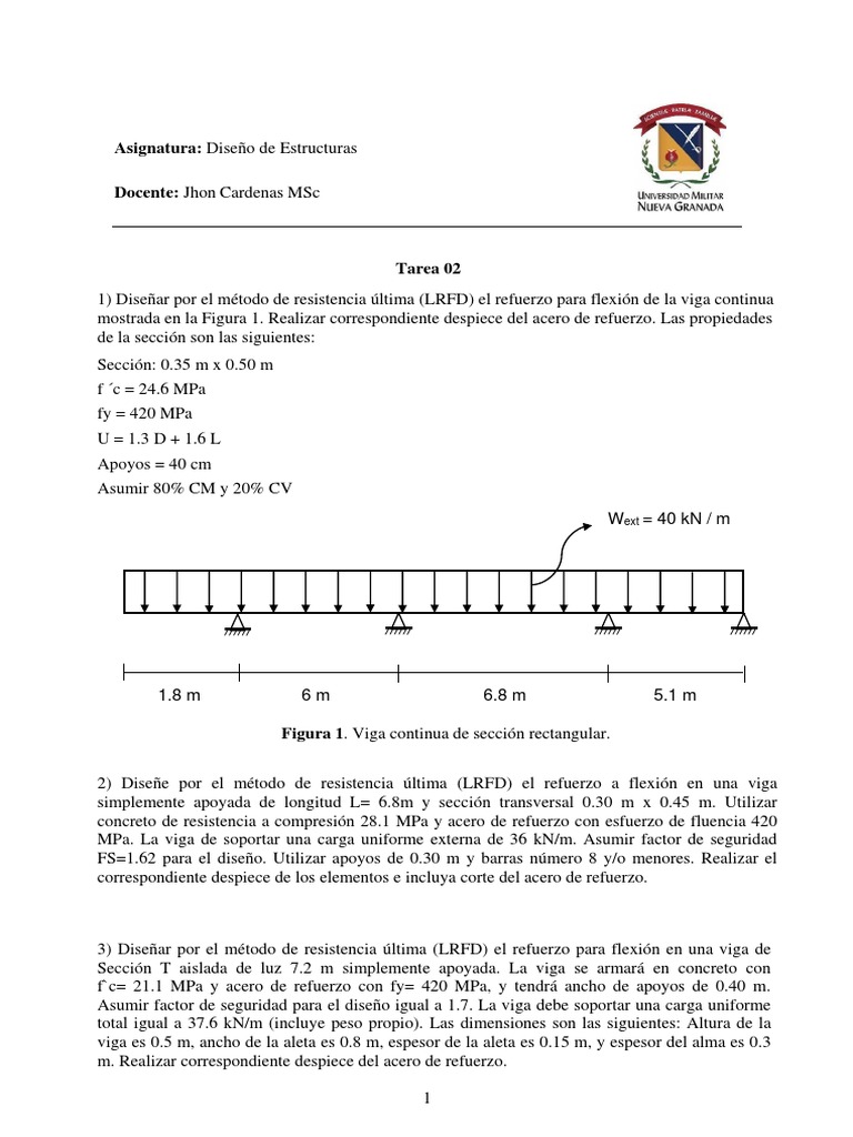 Tarea 02 Diseño de Estructuras | PDF | Viga (Estructura) | Ingeniería de Edificación