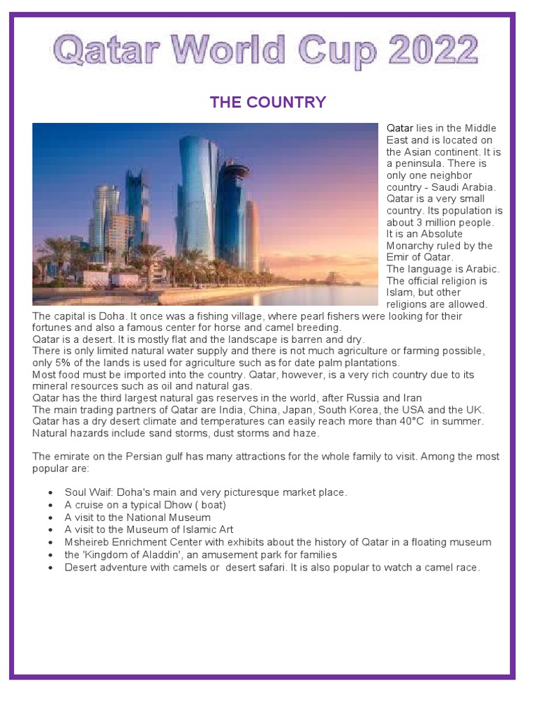 Qatar Worldcup 2022 The Country Reading Comprehension Exercises 145352 ...