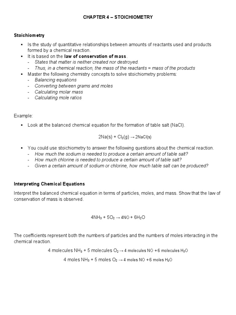 Understanding Stoichiometry in Chemistry | PDF