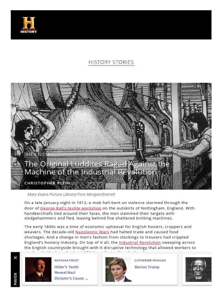 How The Industrial Revolution Gave Rise To Violent 'Luddites' - HISTORY ...