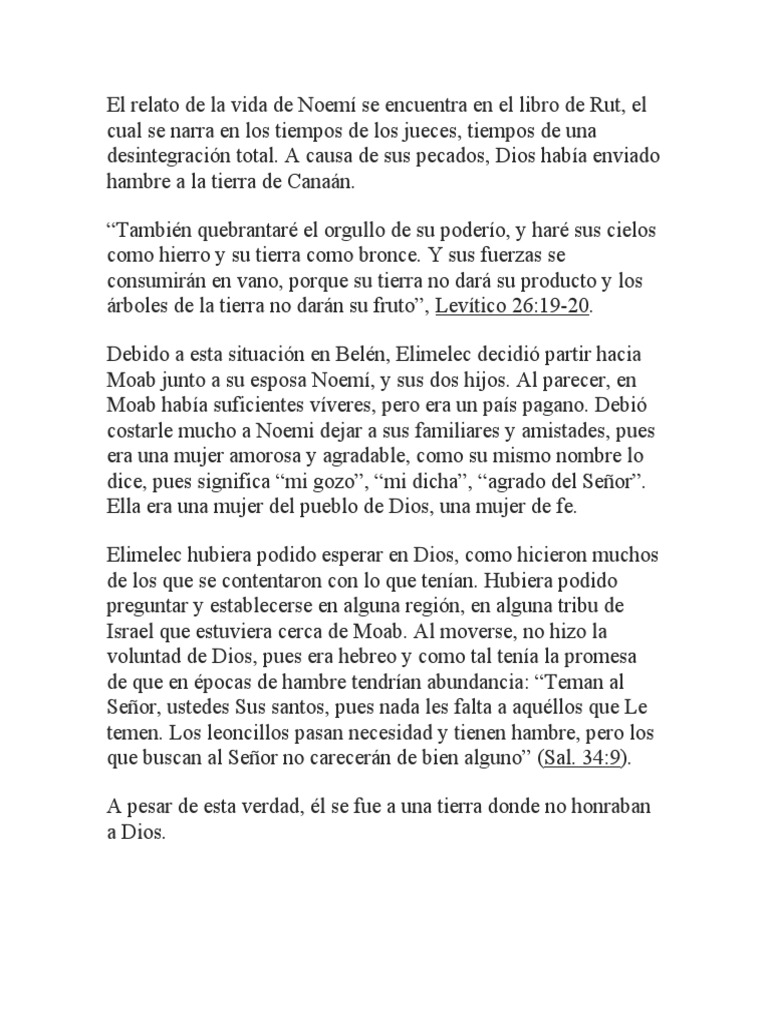 El Relato de La Vida de Noemí Se Encuentra en El Libro de Rut | PDF ...