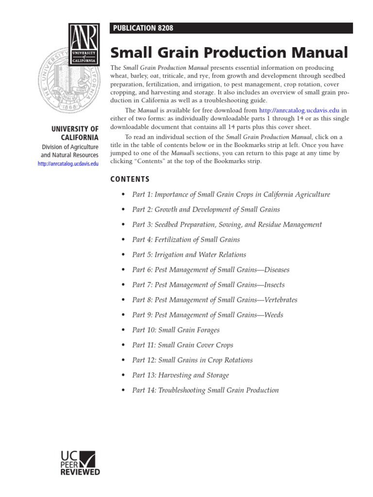 Small Grain Guide for CA Farmers | PDF