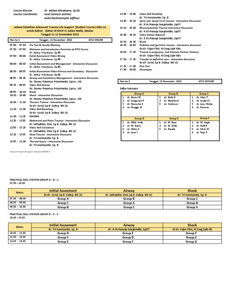 Jadwal Pelatihan ATLS 2022 Medan | PDF