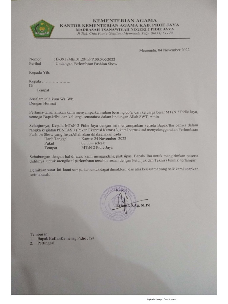 Surat Undangan Dan Juknis Fashion Show | PDF