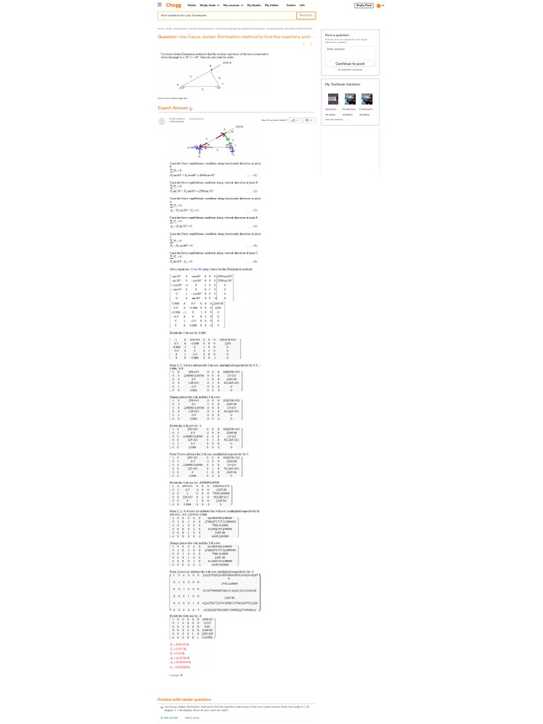 Use Gauss Jordan Elimination Method To Find The Re Pdf