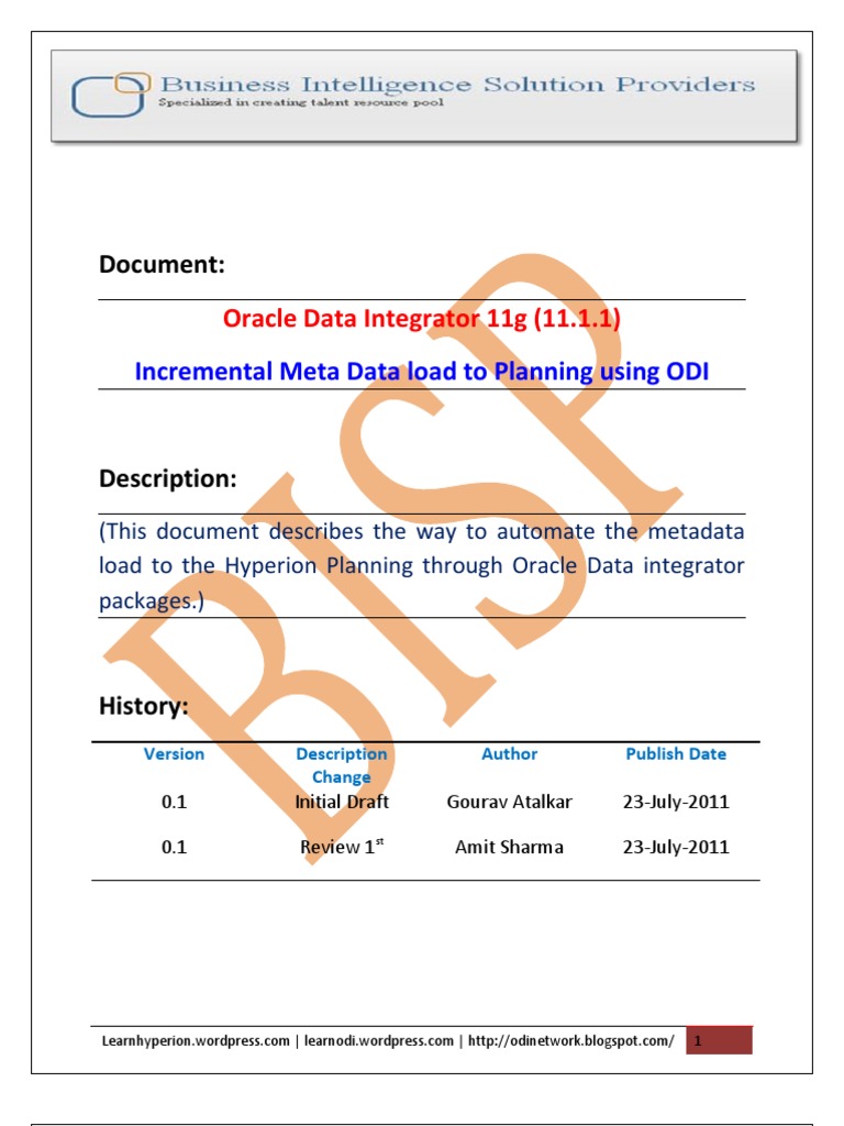 Hyperion Planning Incremental Metadata Load Using Odi Pdf Application Programming Interface 