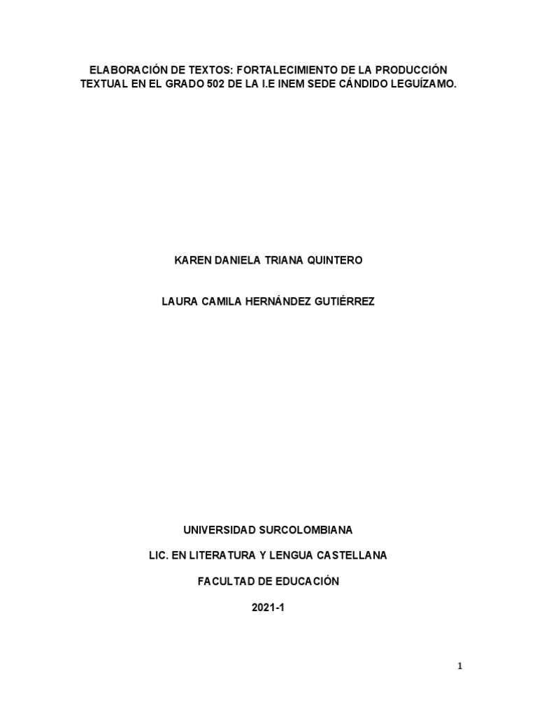 Fortalecimiento Textual en INEM 502 | PDF | Plan de estudios | Lingüística