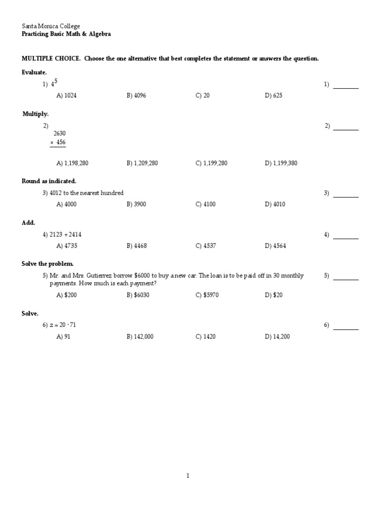 Basic Math Algebra | PDF