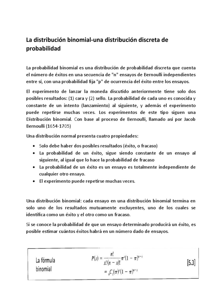 La Distribución Binomial | PDF