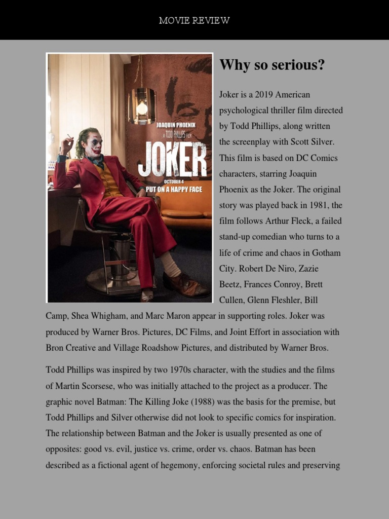 Joker Movie Review | PDF