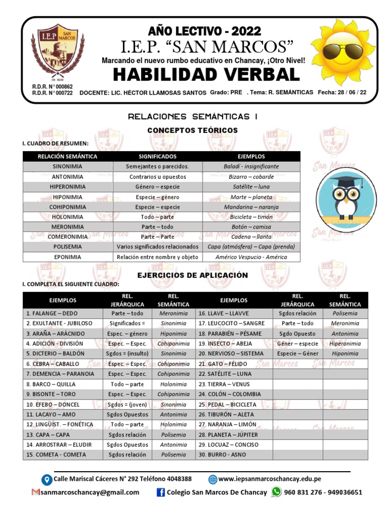 003 Relaciones Semanticas I Resuelto | PDF | Relámpago