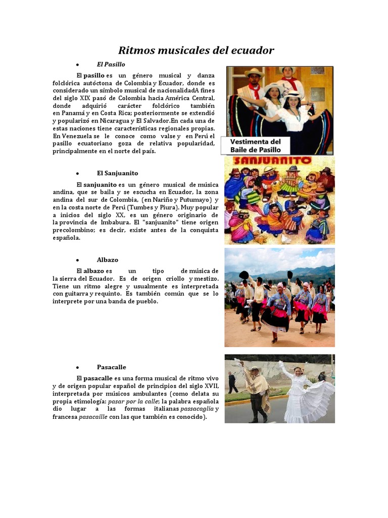 Ritmos Musicales Tradicionales del Ecuador | PDF | Las artes escénicas ...