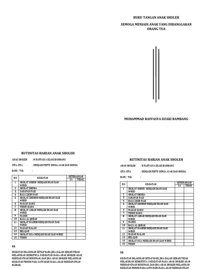 Rutinitas Harian Anak Sholeh | PDF