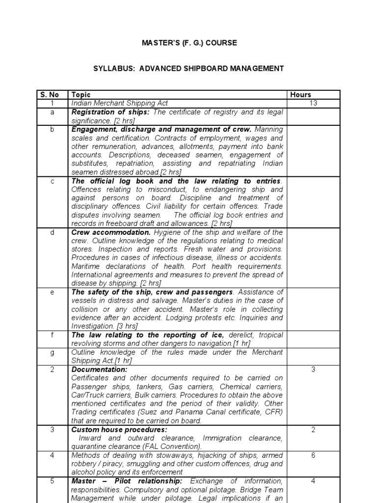 Master New STCW 2010 ASM Syllabus | PDF | Ships | Water Transport