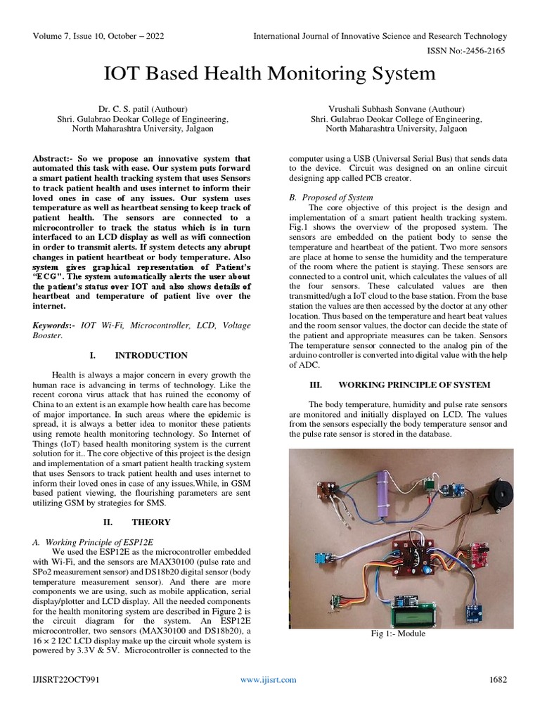 IOT Based Health Monitoring System | PDF | Internet Of Things | Sensor IOT Based Health Monitoring System | PDF | Internet Of Things | Sensor