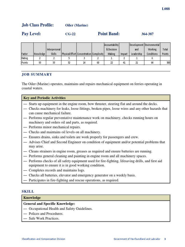 Marine Oiler Job Profile SEO Guide | PDF | Occupational Safety And ...